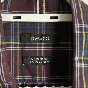 RW&CO. | Shirts | Rwco Mens Tailored Fit Burgundy Plaid Buttondown ...